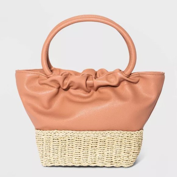 a new day | Bags | A New Day Straw Mini Tote Handbag Natural Brown ...